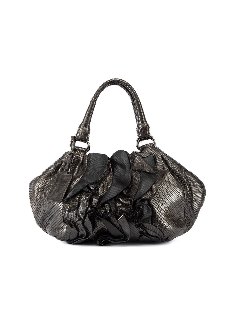Prada Vintage Metallic Grey Python Mordore Hobo Bag | Grailed