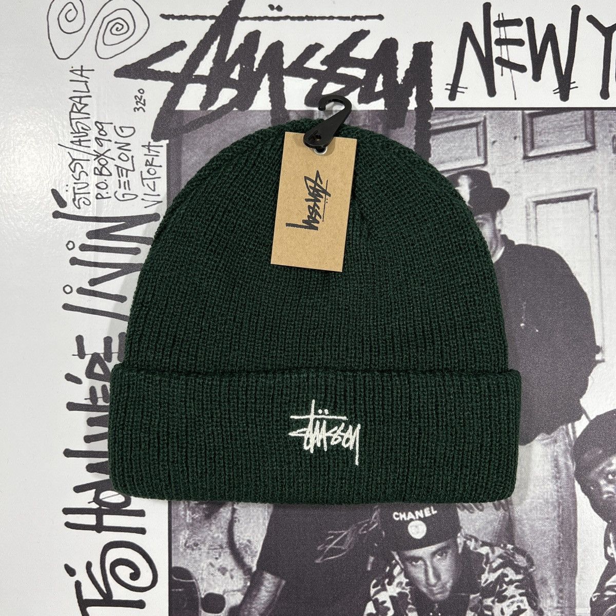 Vintage STUSSY BASIC CUFF BEANIE HAT IN FOREST GREEN | Grailed