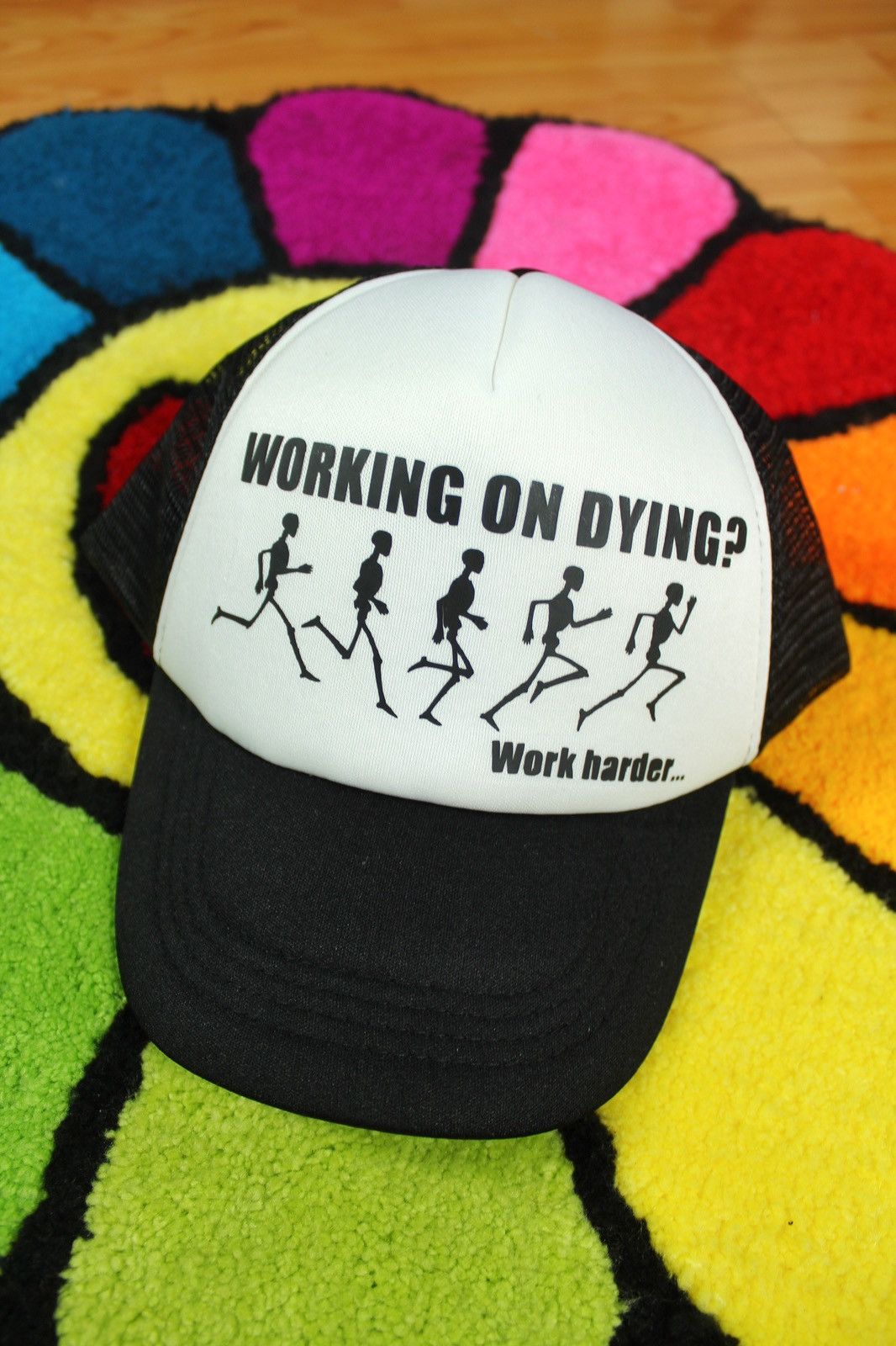 Vintage Working On Dying Skeleton Trucker hat | Grailed