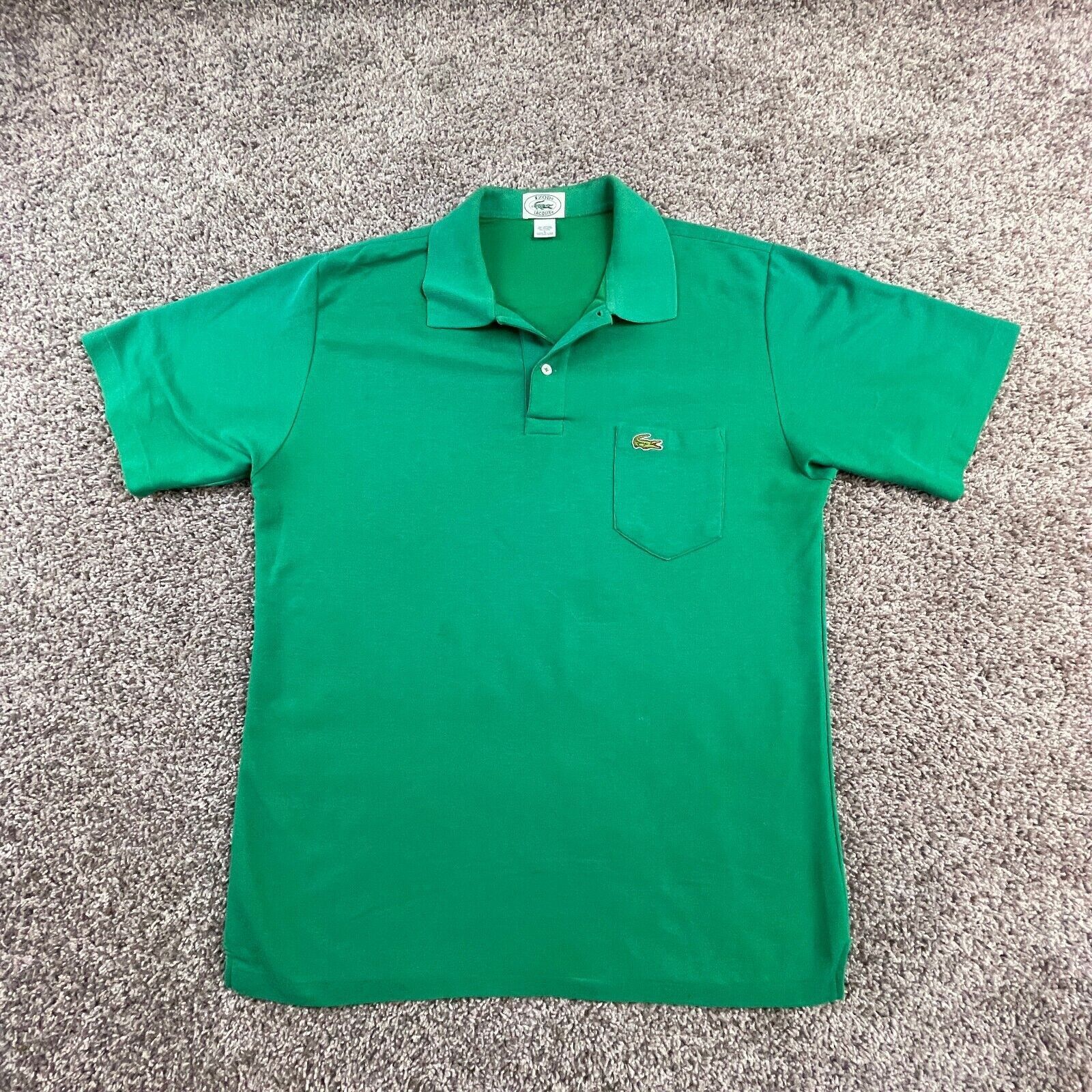 Izod Vintage IZOD Lacoste Polo Shirt Adult Large Green Crocodile Rugby ...