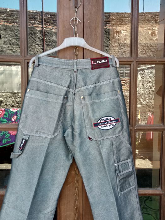 Fubu FUBU Glanz Glossy Shiny Silver Jeans Baggy W30 | Grailed