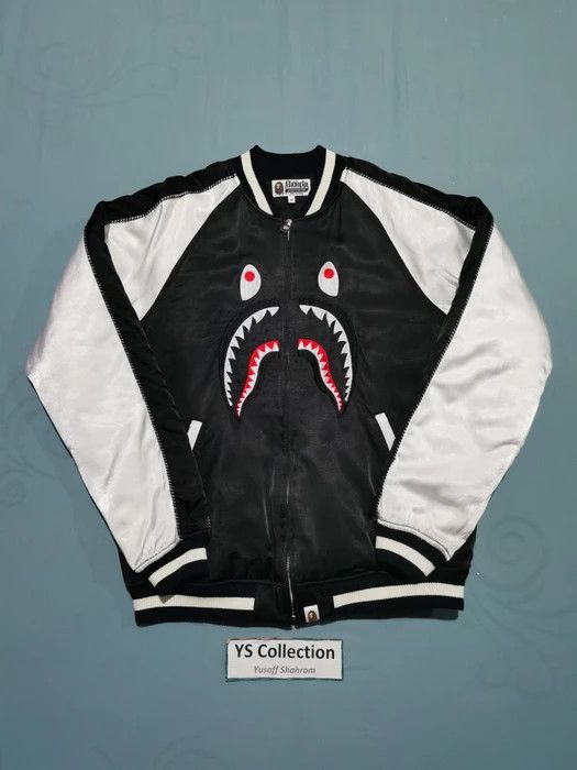 Bape Bape WGM Shark Varsity Jacket | Grailed