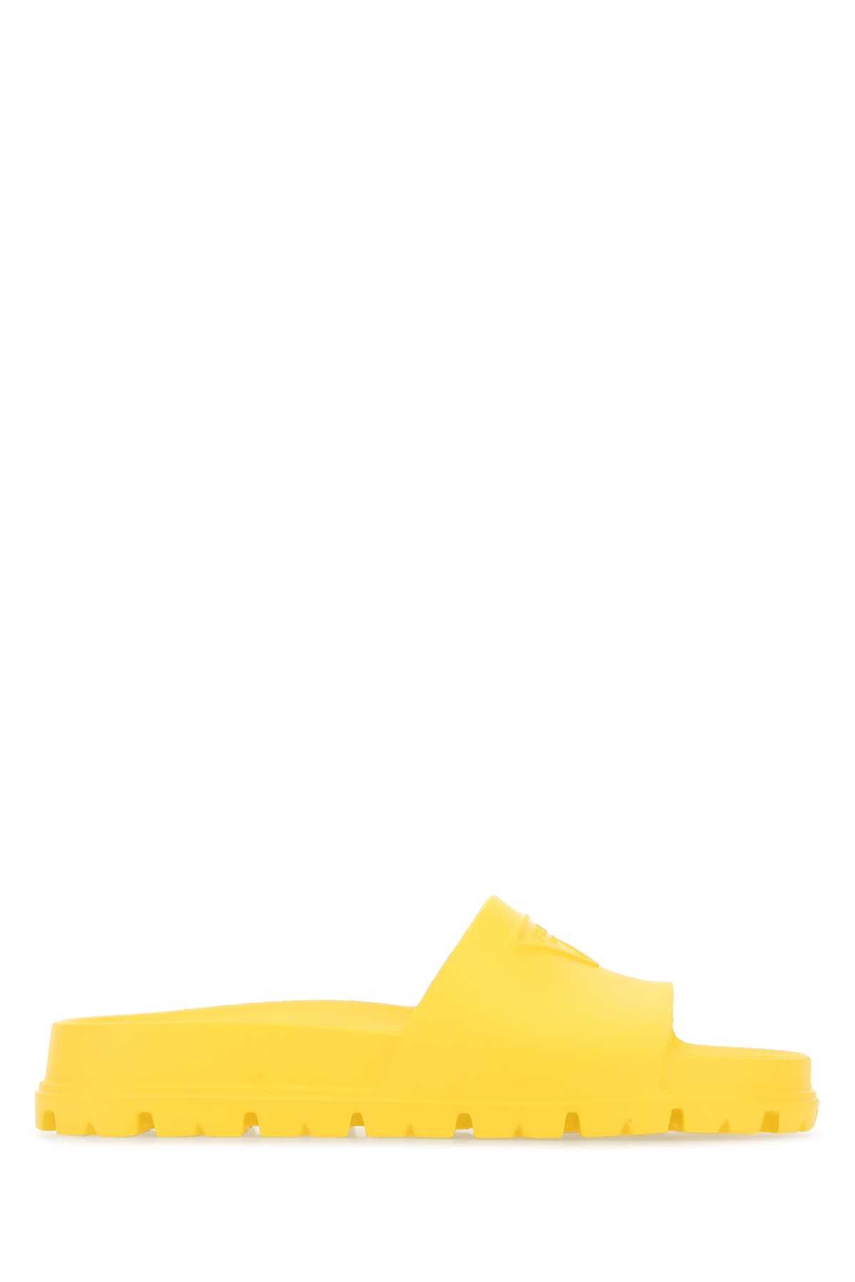 Prada Yellow Rubber Slippers | Grailed