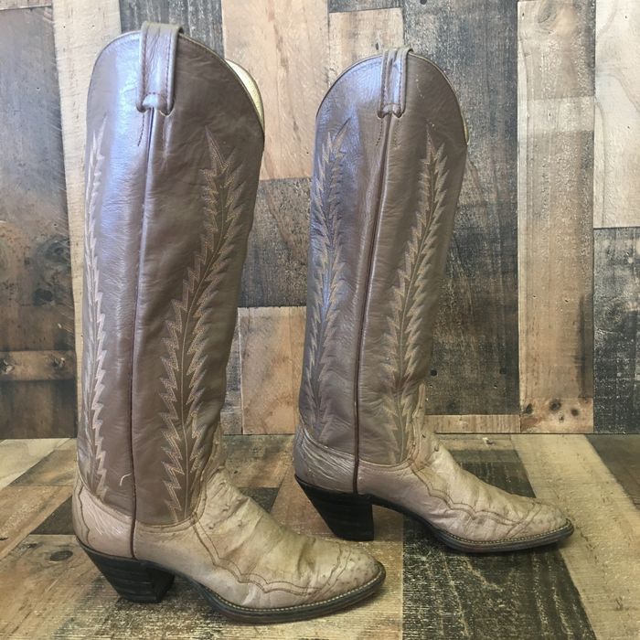 Larry Mahan Texas Larry Mahan Vtg Wingtip Ostrich Cowboy Boots Womens 7 ...