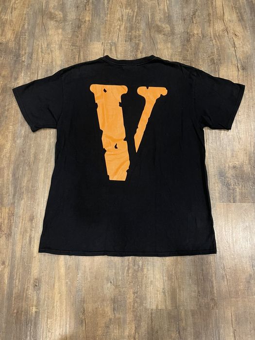 Vlone RARE Vlone Staple Orange Logo Black Tee Spell Out OG | Grailed