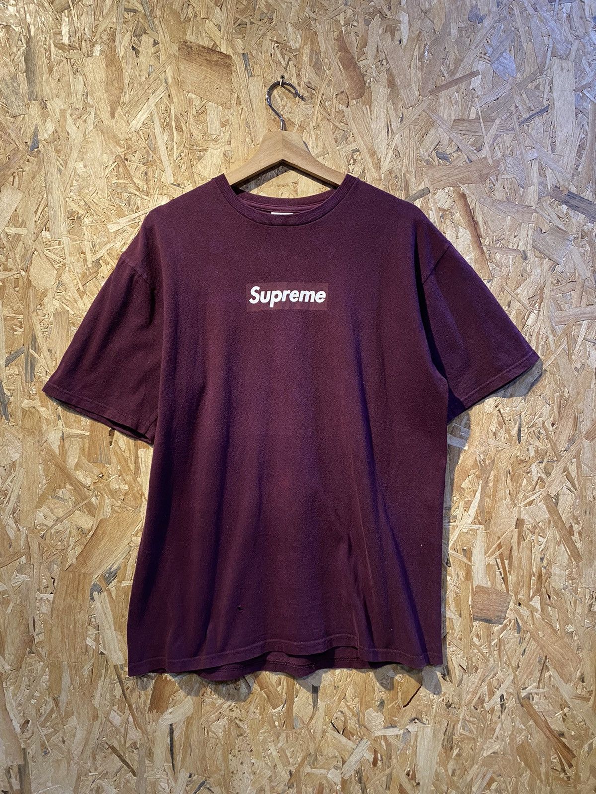 Grailed × Hype × Supreme Vintage SUPREME 90s Box Logo Burgundy Wine Red T-Shirt | Grailed