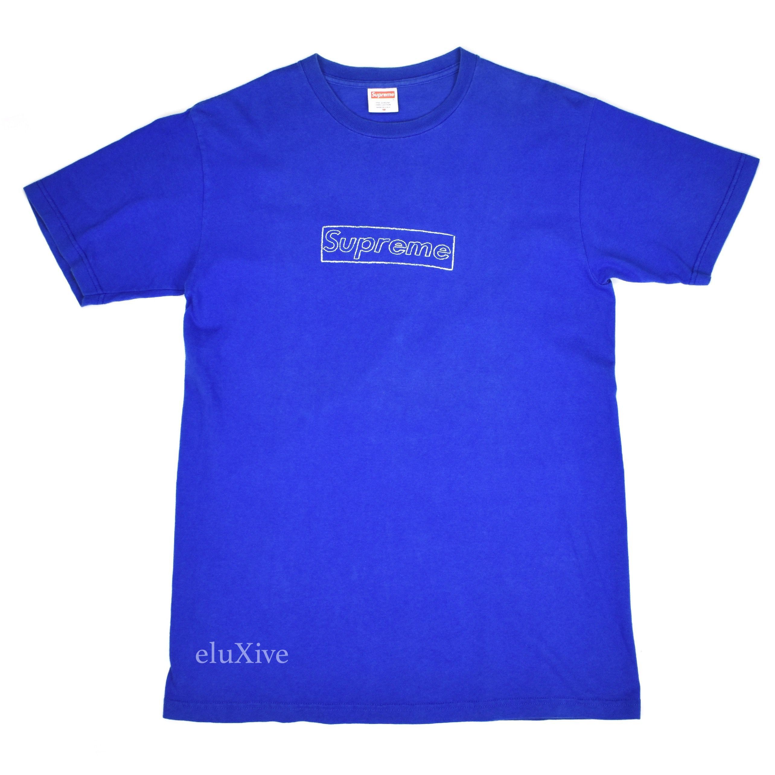 Kaws × Supreme SS11 Supreme KAWS Royal Blue Box Logo T-Shirt | Grailed