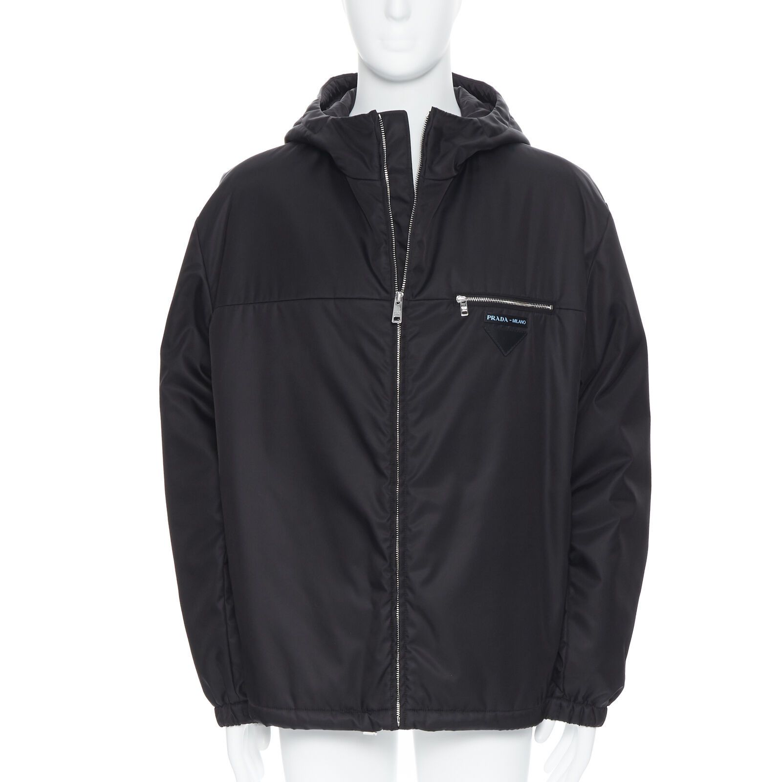 Prada new PRADA Nylon 2019 black triangle logo oversized padded jacket ...