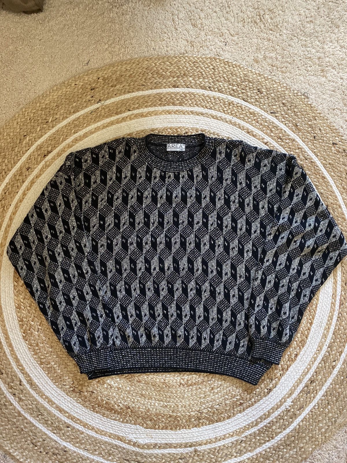 Coloured Cable Knit Sweater × Vintage 3D Optical Illusion Sweater | Grailed