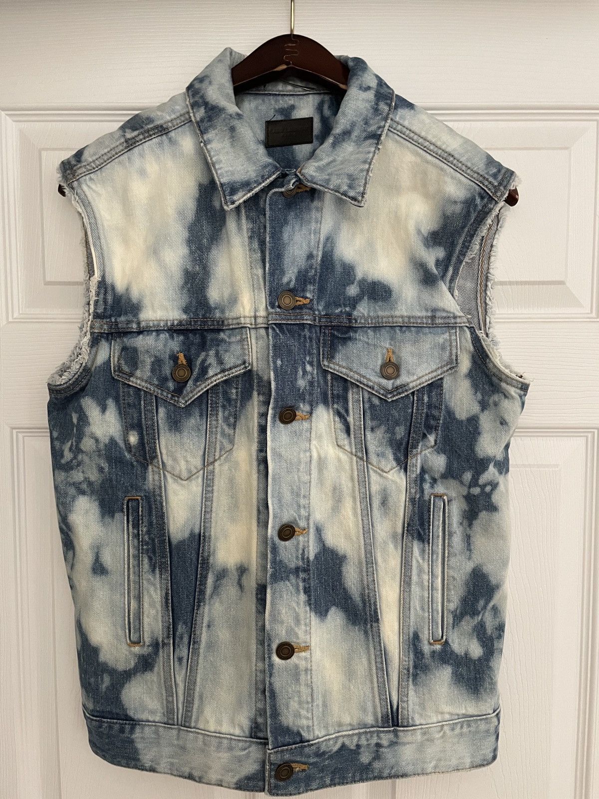 Saint Laurent Paris Hedi 2015 Bleached Denim Vest | Grailed