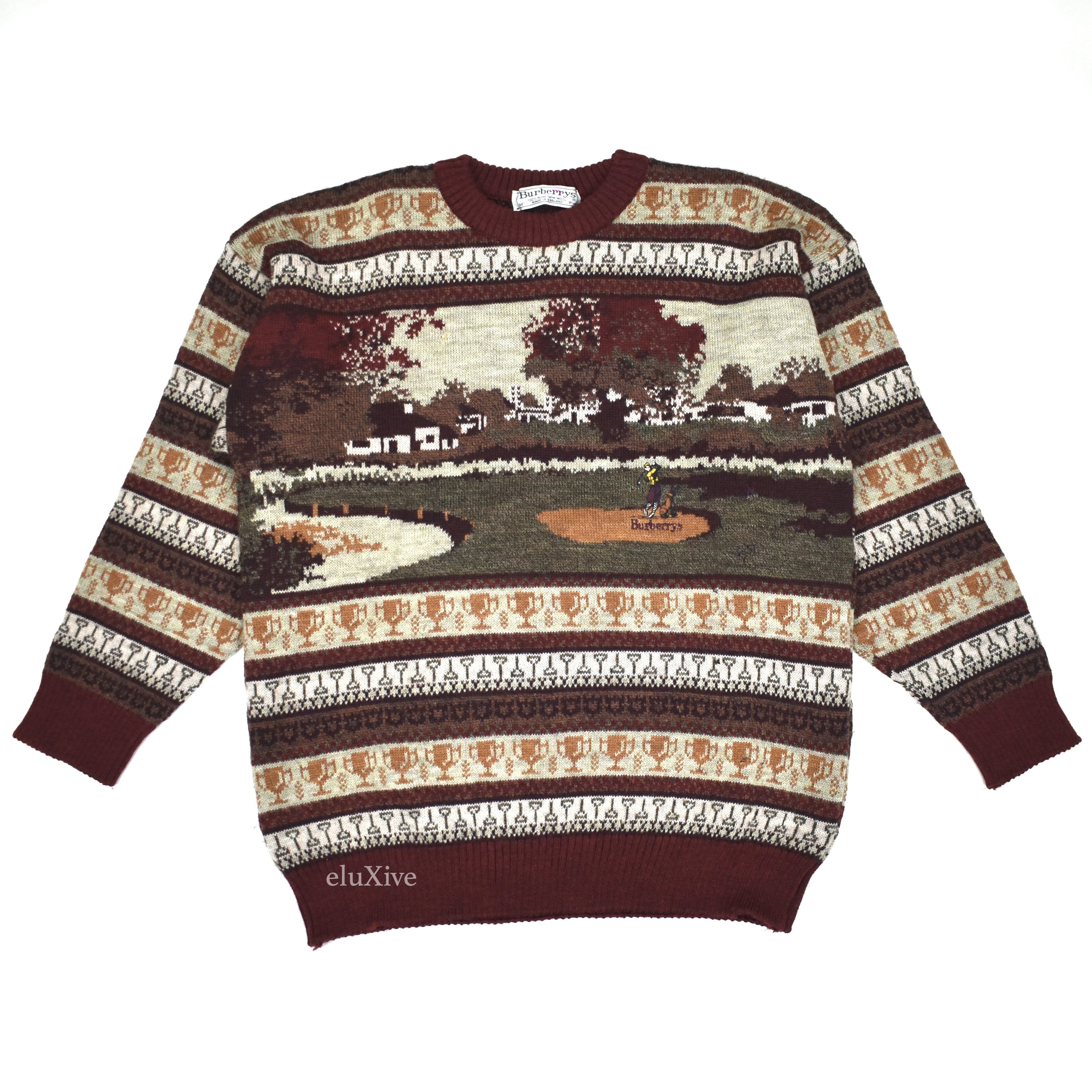 Burberry Burberry Vintage Golf Course Knit Logo Sweater Red | Grailed