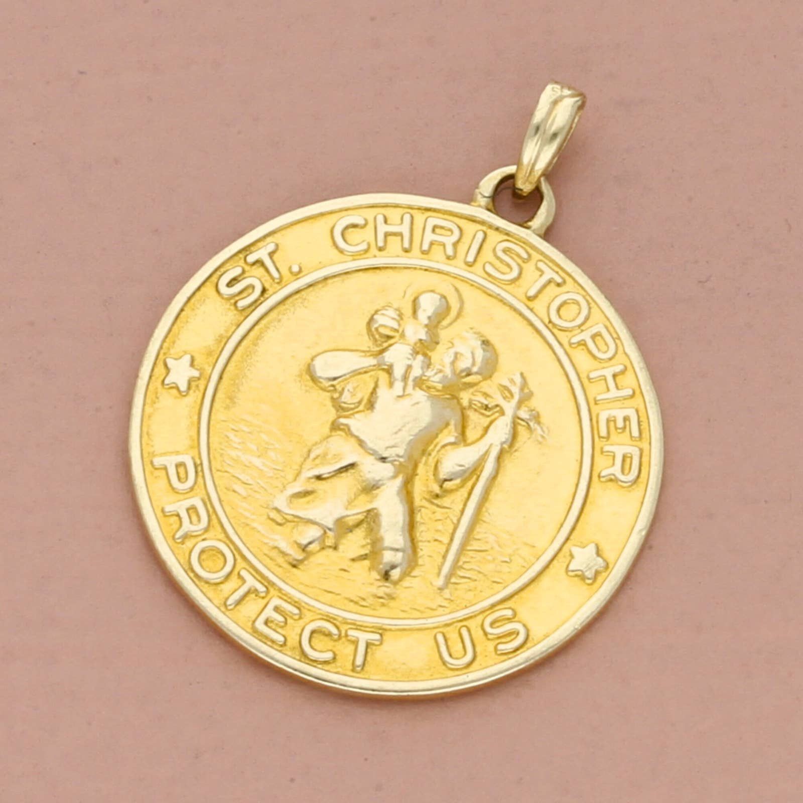 Vintage 10k gold catholic saint christopher protection medal pendant ...