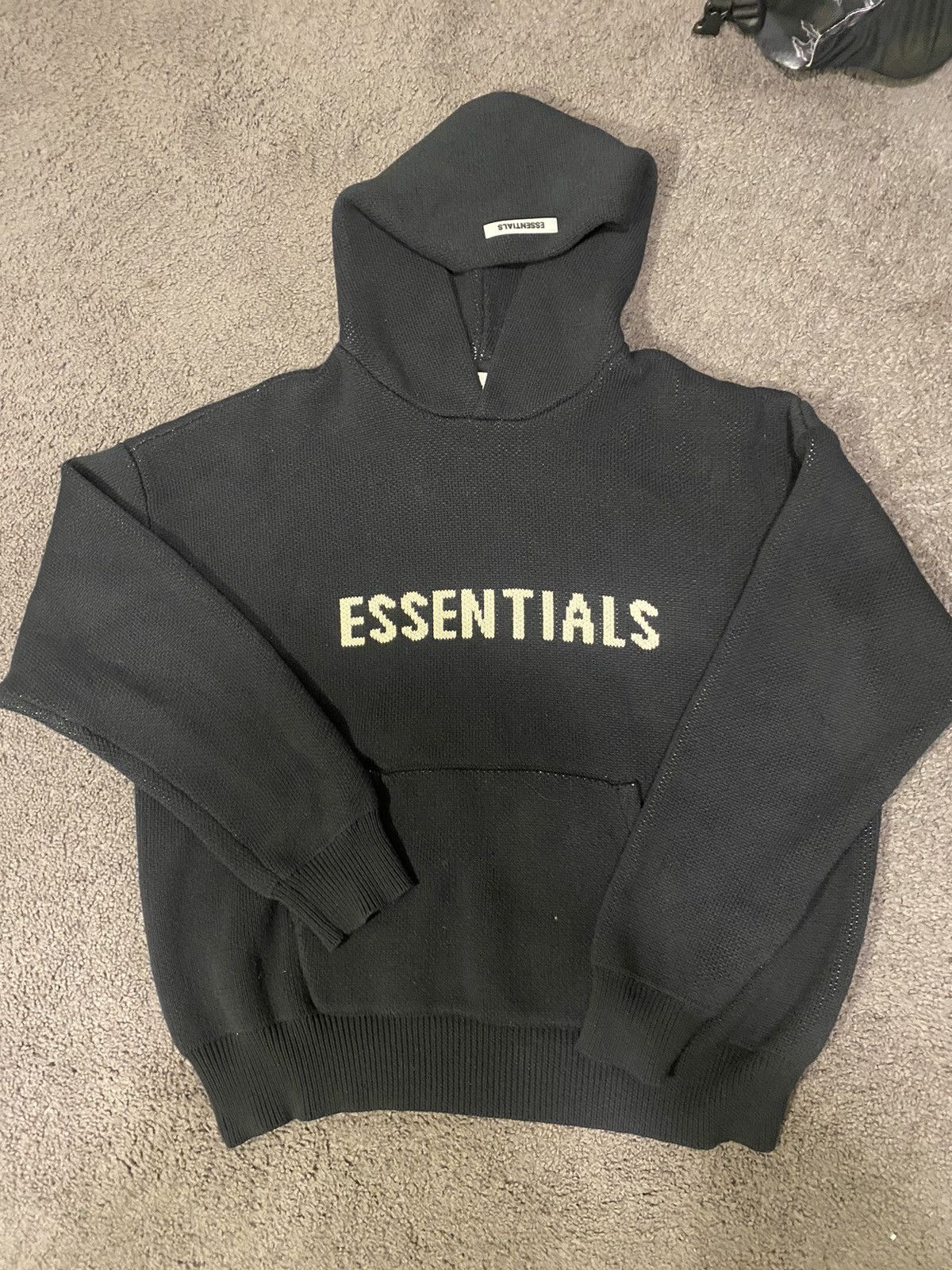 Essentials × Fear of God Fear of God Essentials Knit Hoodie Black | Grailed