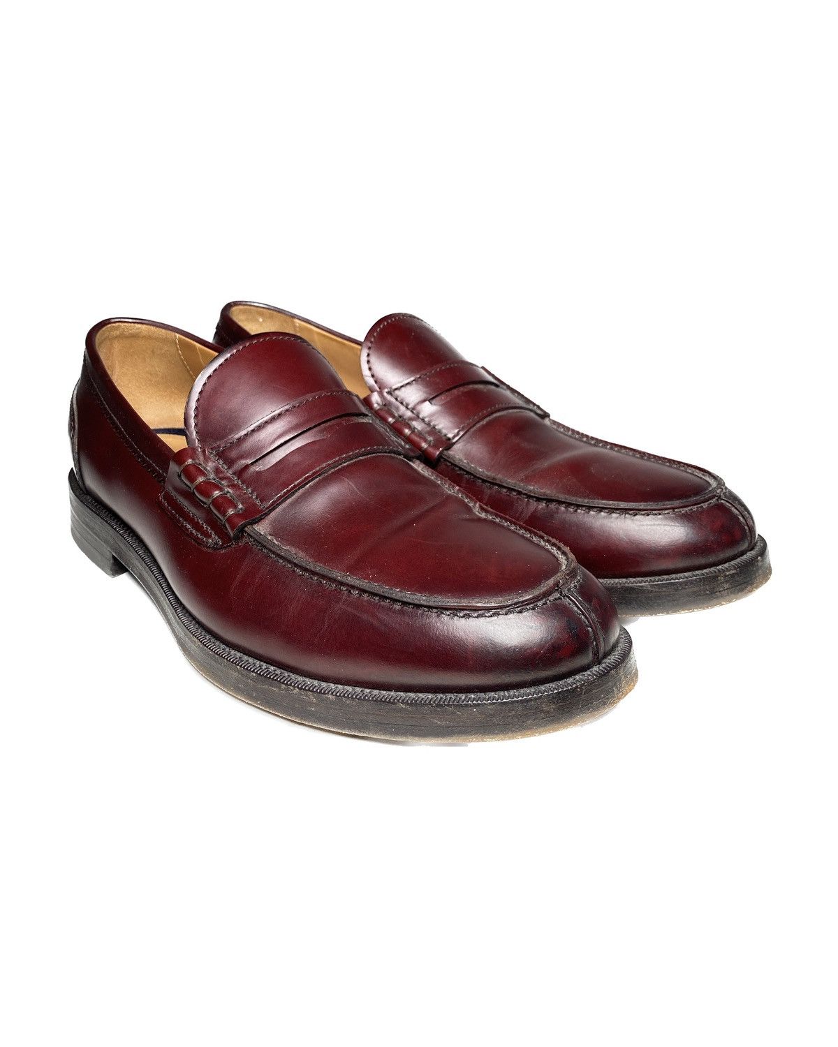 Brunello Cucinelli BRUNELLO CUCINELLI BURGUNDY LEATHER LOAFERS | Grailed