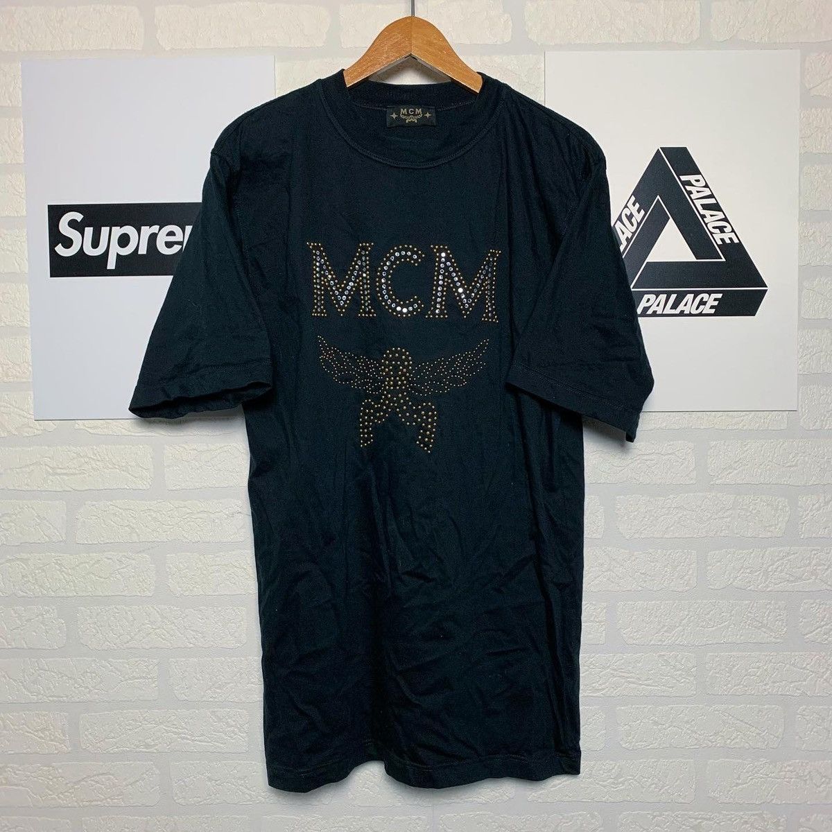 MCM × Streetwear × Vintage Rare Vintage MCM T-Shirt Big Logo Black ...