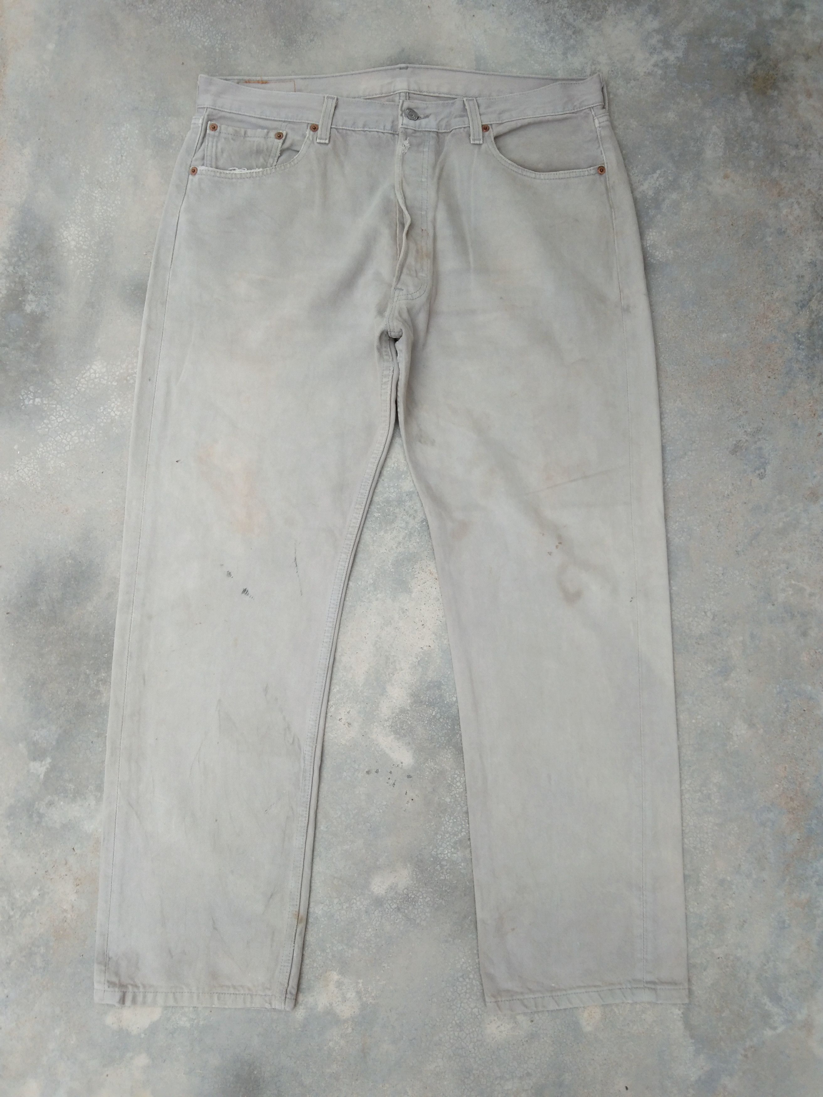 Vintage 90s Vintage Levi's 501 Grey Made In USA Distressed Jeans | Grailed