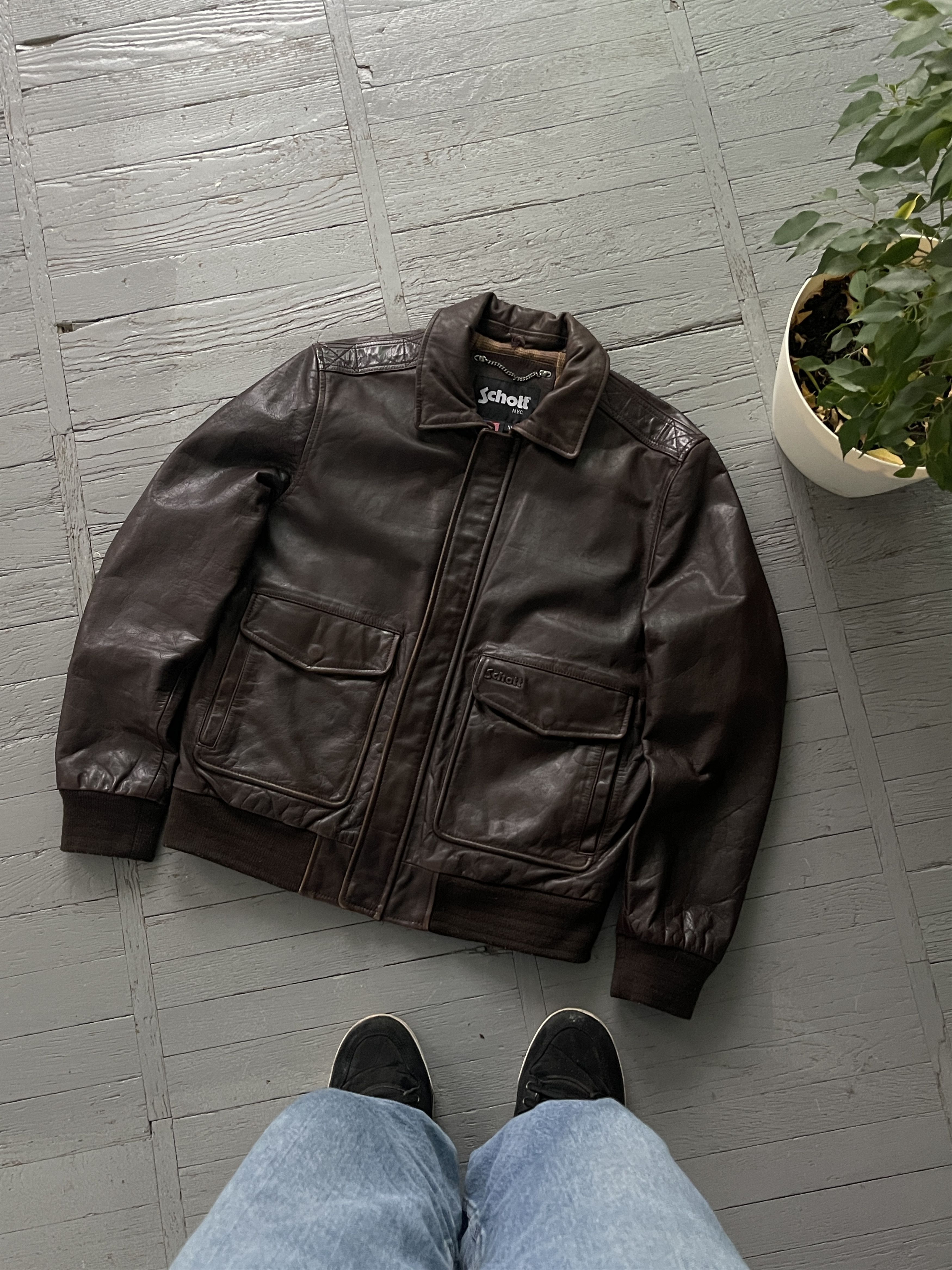 Schott × Vintage Vintage Schott Leather Bomber Jacket | Grailed