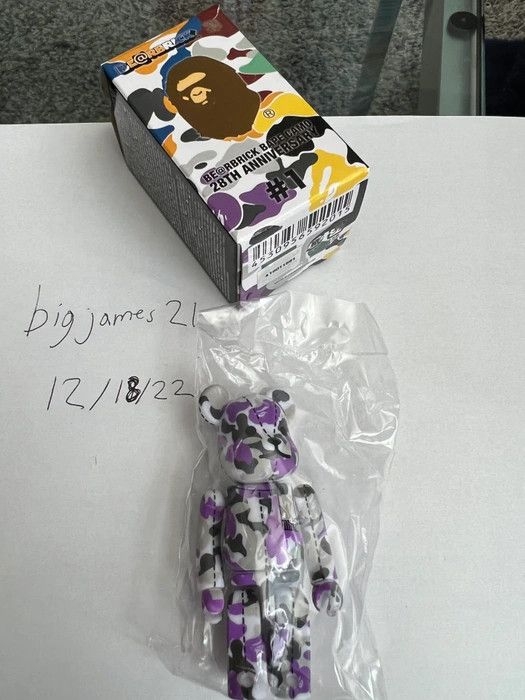 Bape Three 100% Bape Bearbricks (Green,Purple,&Yellow/Gray) | Grailed