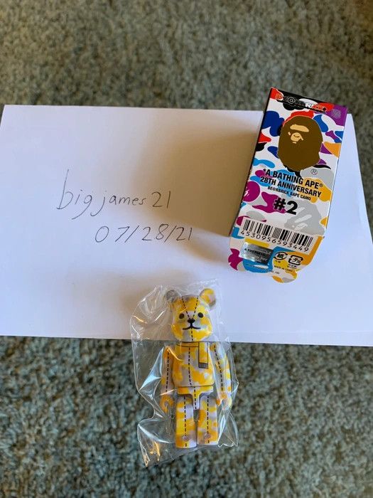 Bape Three 100% Bape Bearbricks (Green,Purple,&Yellow/Gray) | Grailed