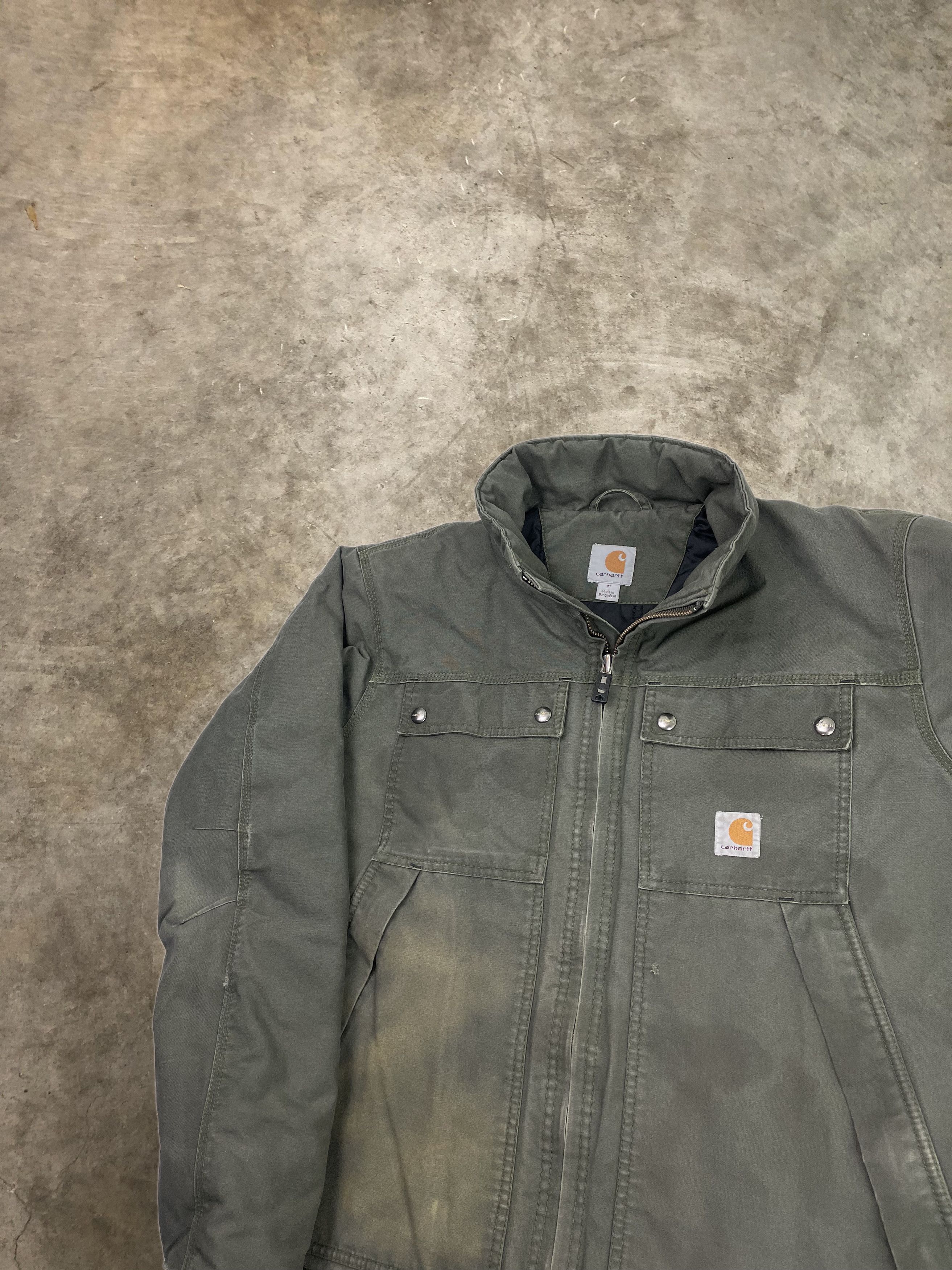 Carhartt Carhartt Work Jacket Quick Duck Olive Green Thrashed Coat L ...