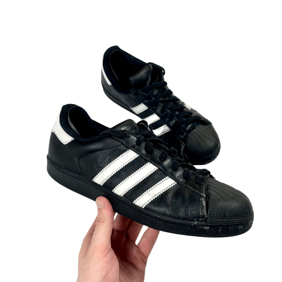 Adidas × Streetwear × Vintage Adidas black superstar shoes sneakers ...