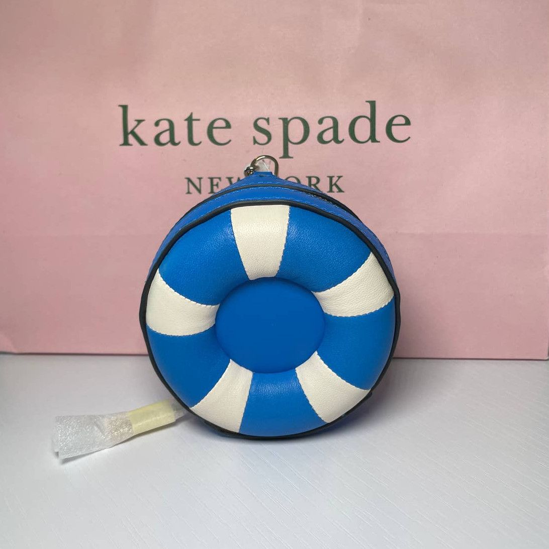 Kate Spade Kate Spade Pool Float Coin Purse Blue White Leather Splash ...