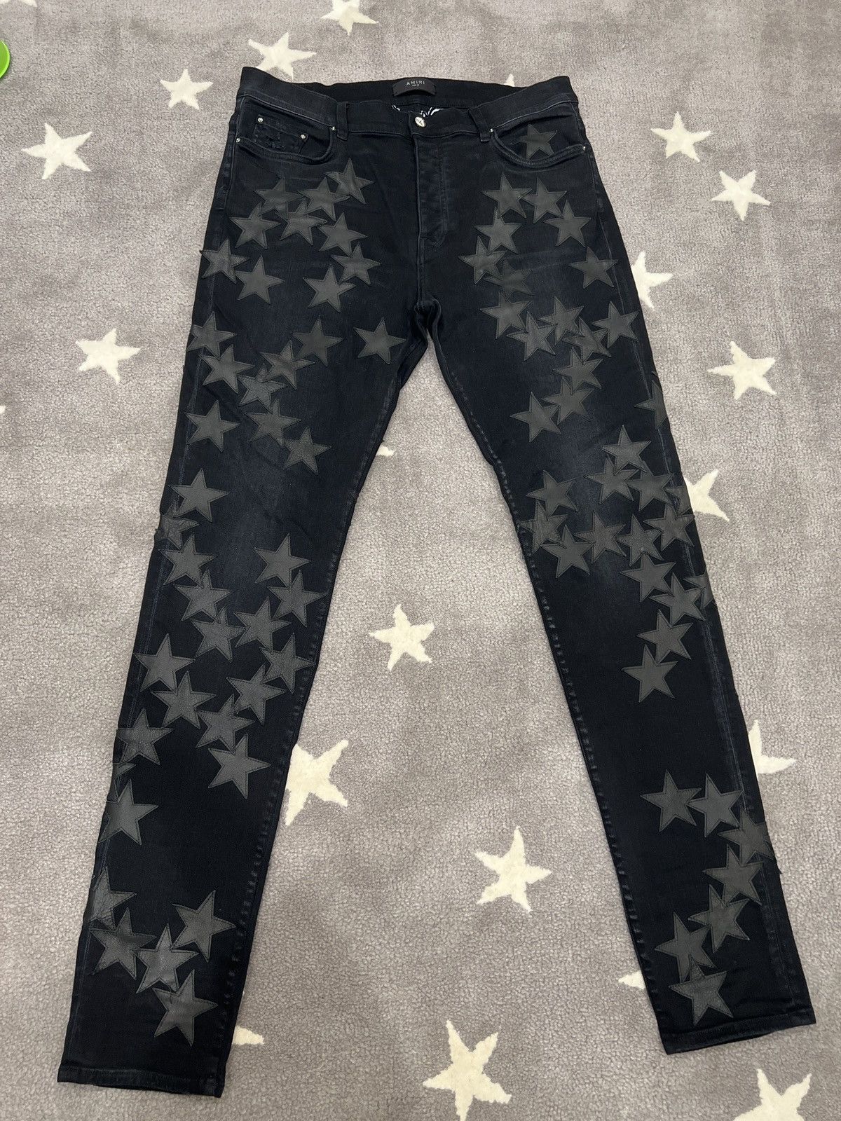 Amiri Amiri x Black Chemist Relaxed Fit Leather Star Patch Jeans | Grailed