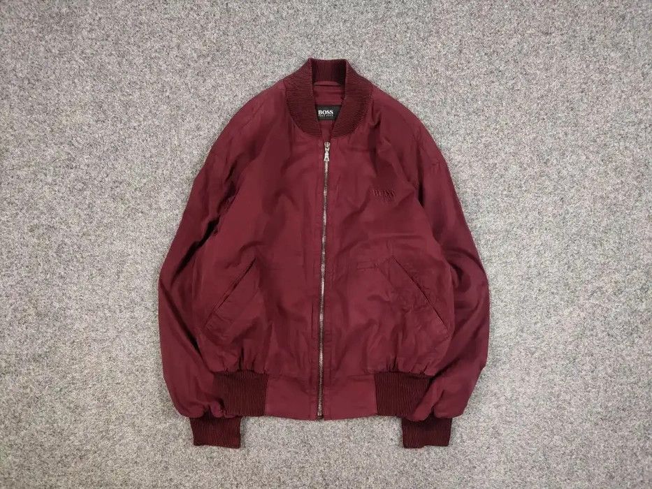 Vintage Vintage 90's Hugo Boss Rocky Maroon Light Bomber Jacket | Grailed
