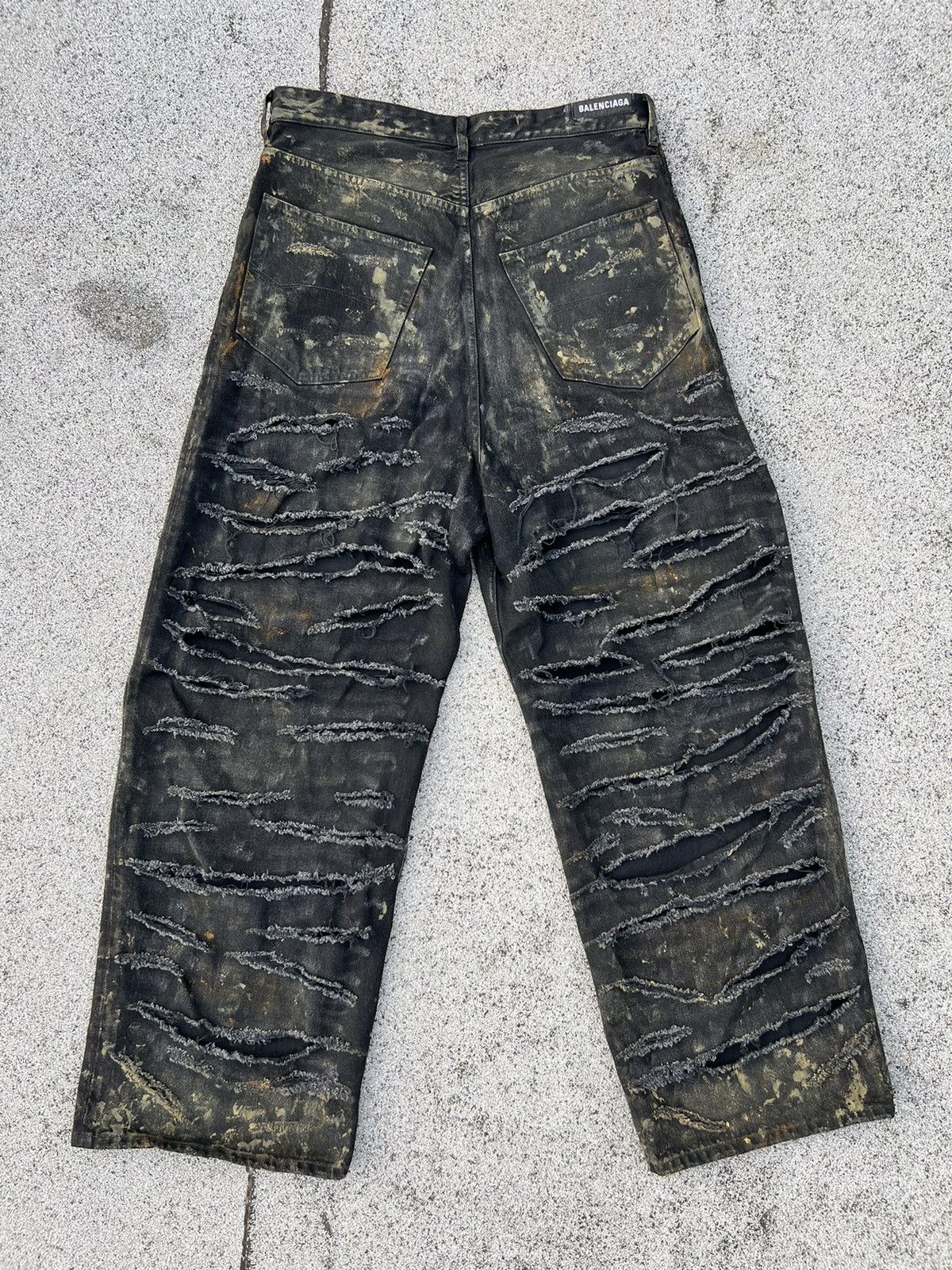 Balenciaga S/S 2023 Black Mud Show Super Destroyed Jeans NWT | Grailed