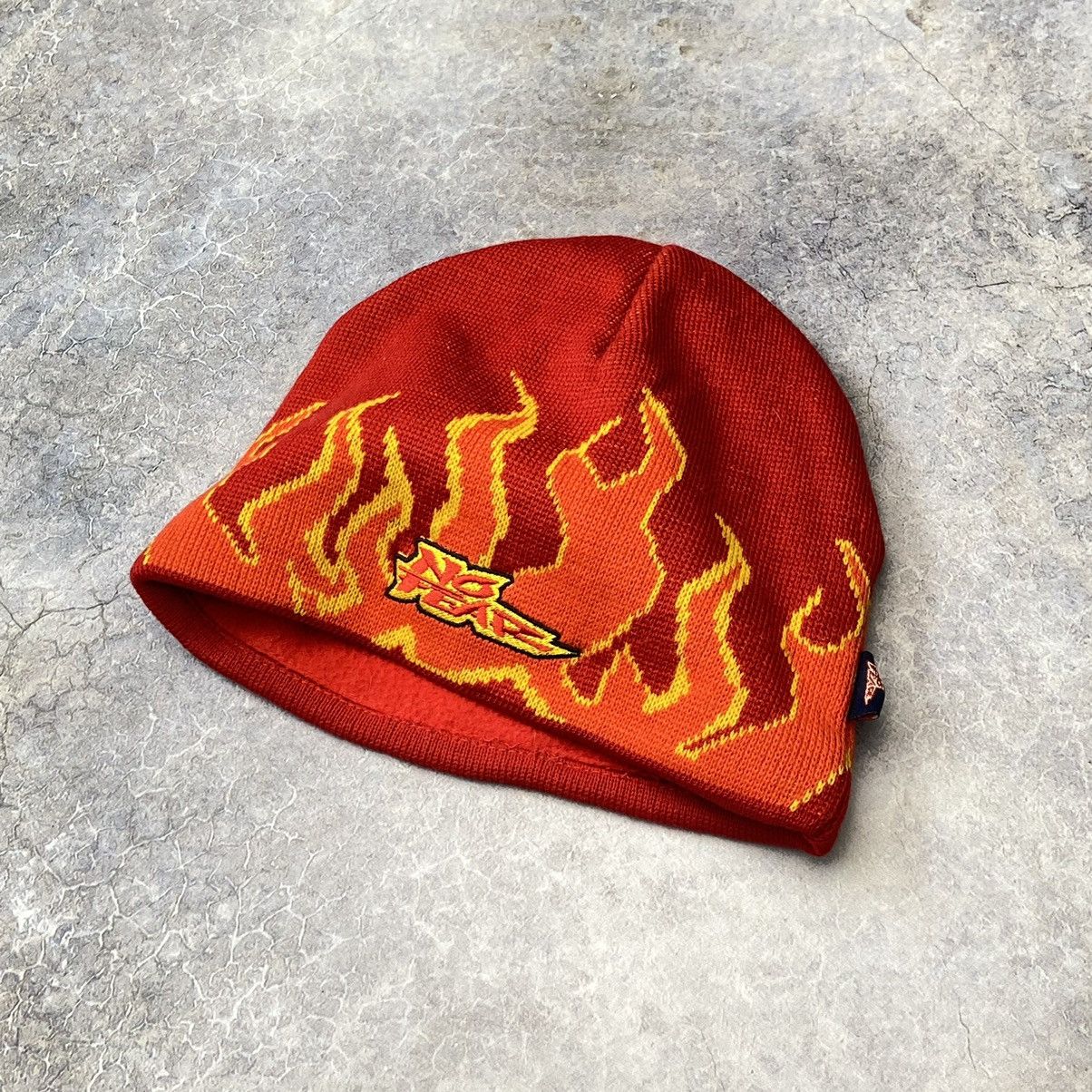 No Fear × Streetwear × Vintage RARE NO FEAR VINTAGE FLAME HAT BEANIE ...