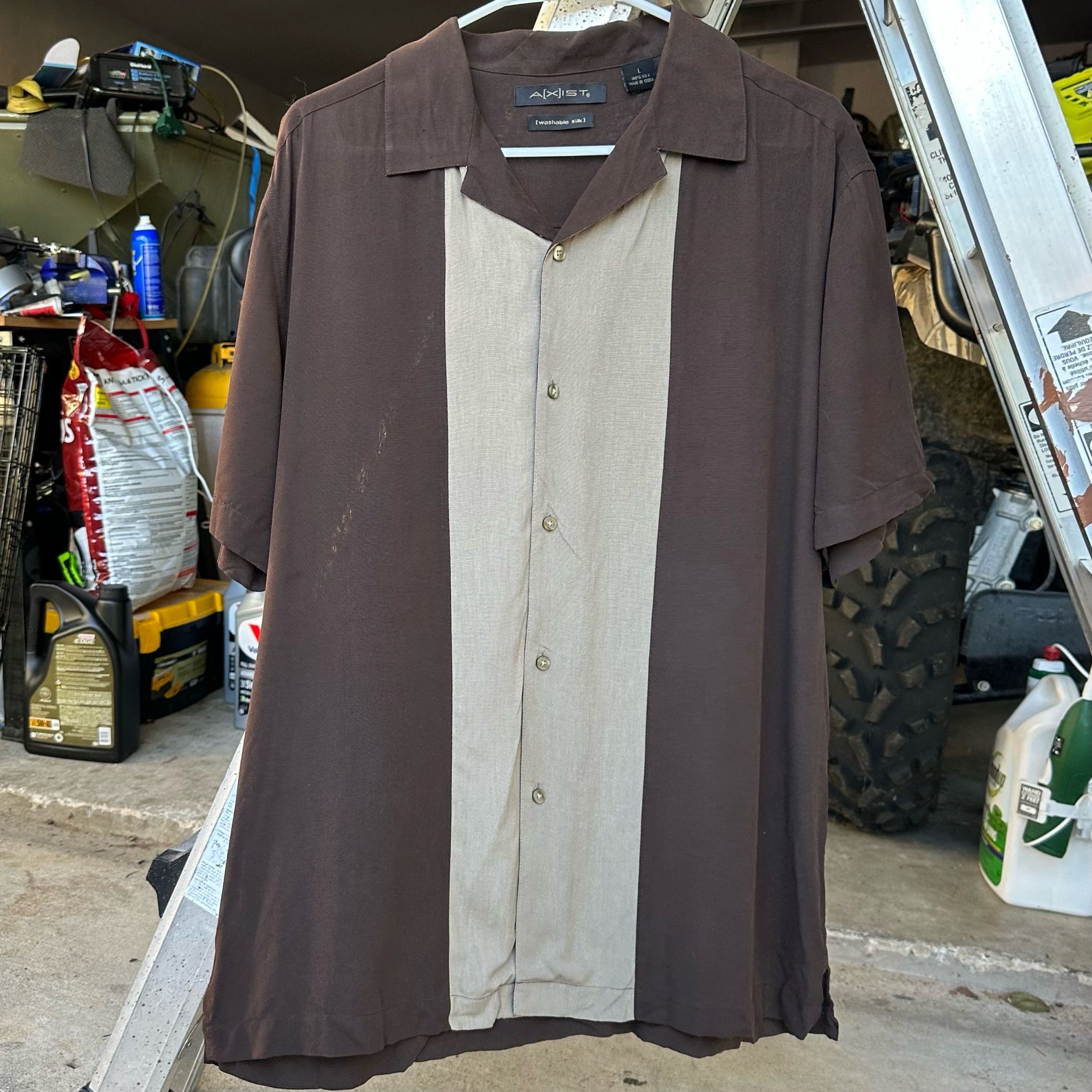 Axist Vintage Camp Collar Bowling Shirt Earthtones Cigar | Grailed