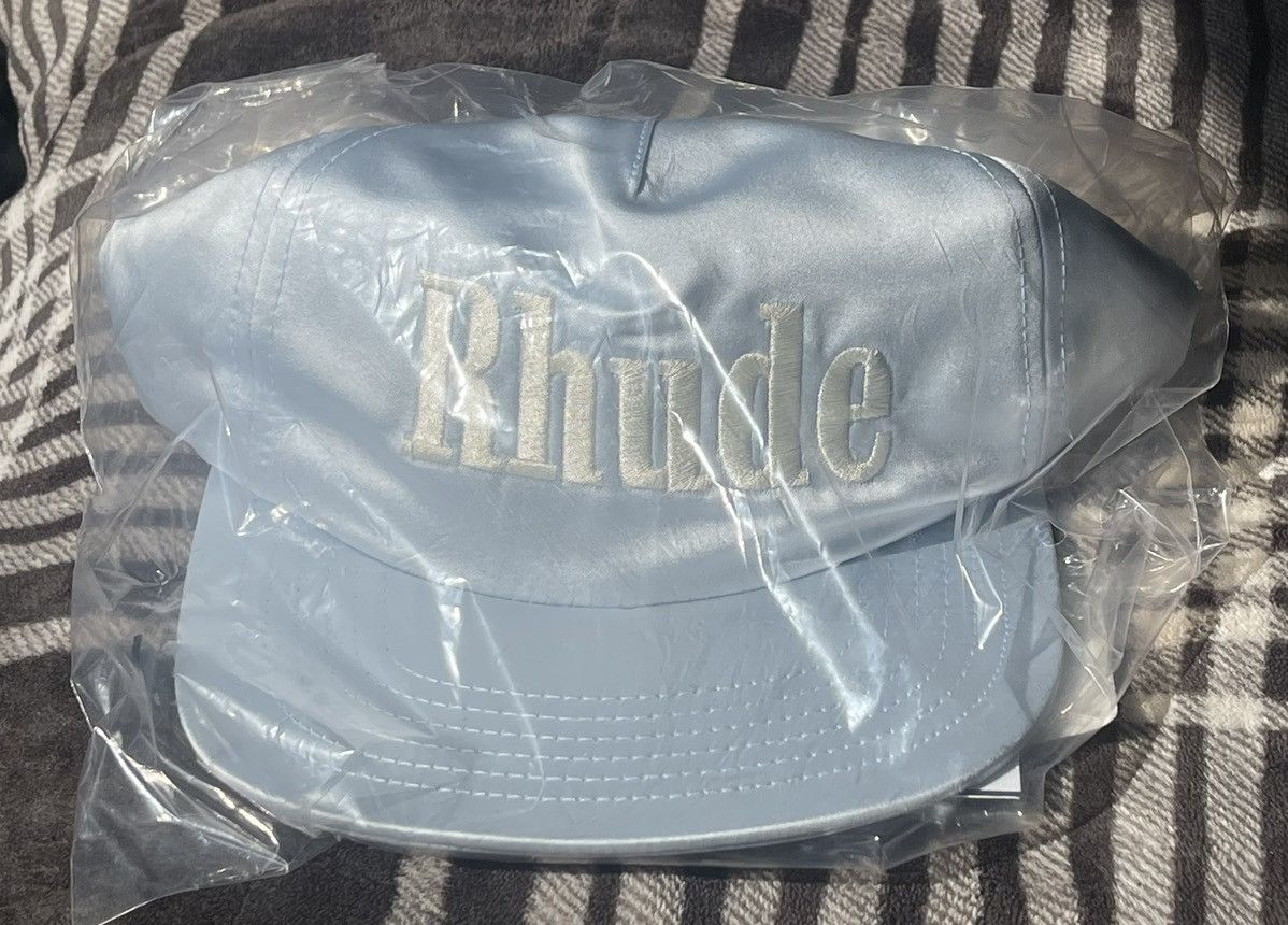 Rhude LAST DROP EVER Rhude Satin Logo Baseball Cap Sky Blue | Grailed