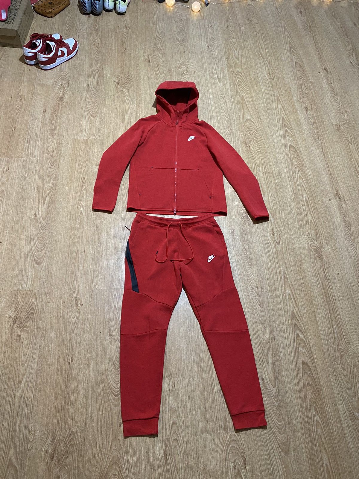 Nike Nike tech fleece red track suit | Grailed