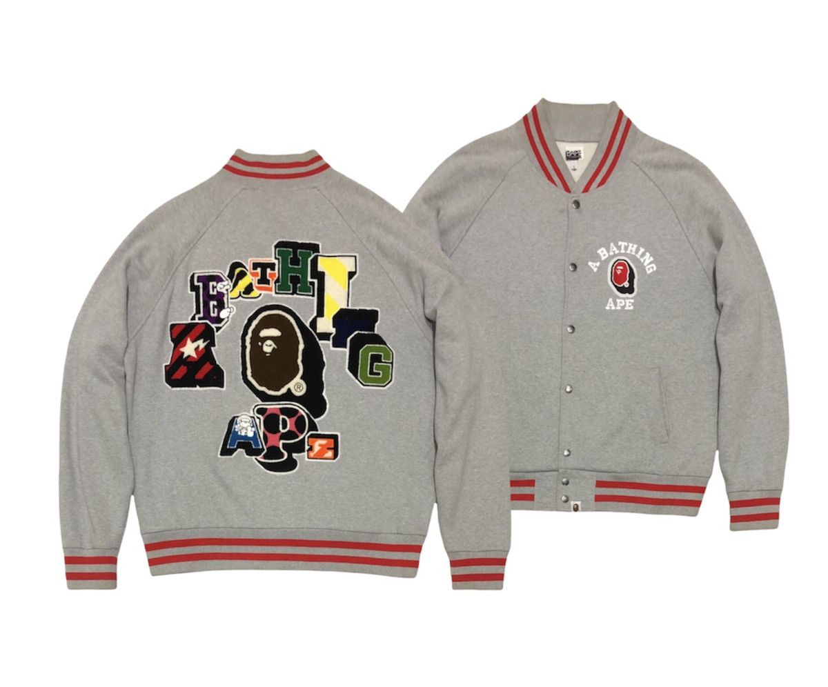 Bape × Nigo A Bathing Ape Baby Milo Velvet Varsity Jacket | Grailed