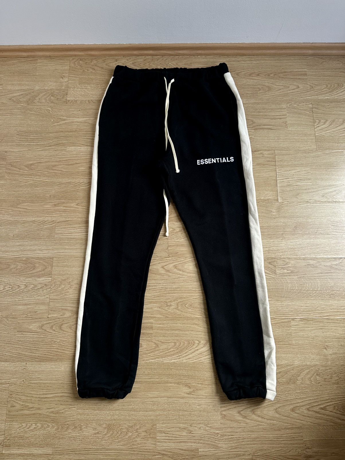 Fear of God Essentials Fear Of God FOG Black Sweatpants Side Stripe ...