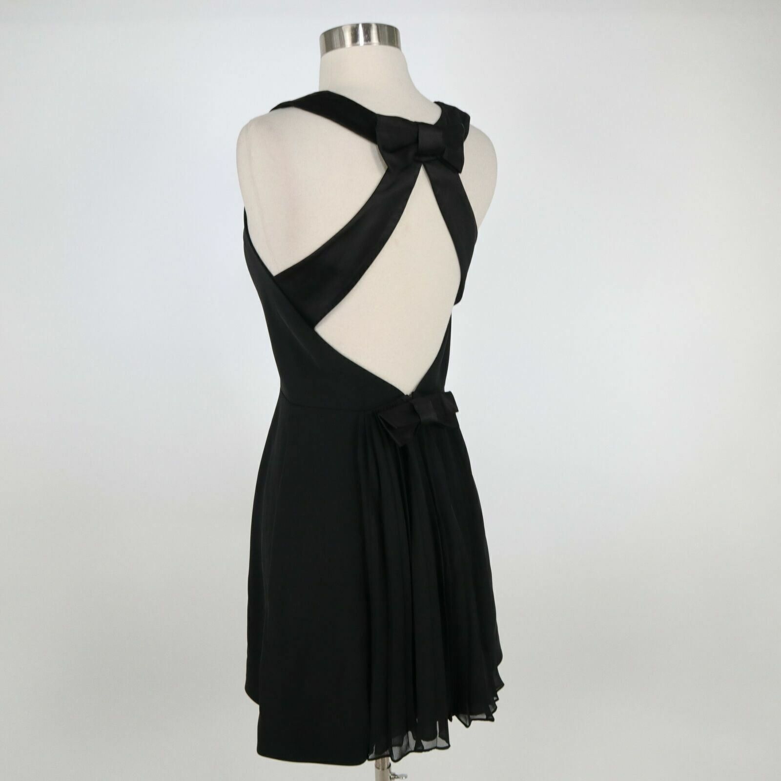 Rachel Zoe Rachel Zoe Mini Dress 4 Black Open Bow-Back Pleats LBD ...