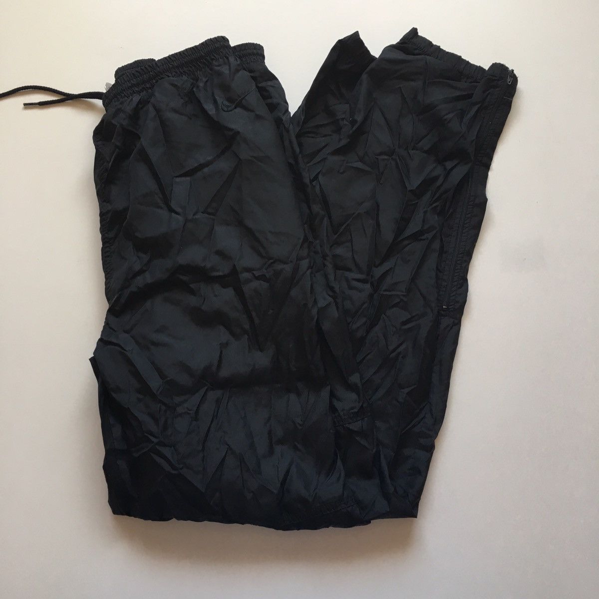 Nike × Vintage Vintage 90s nike embroidered swoosh track pants black ...