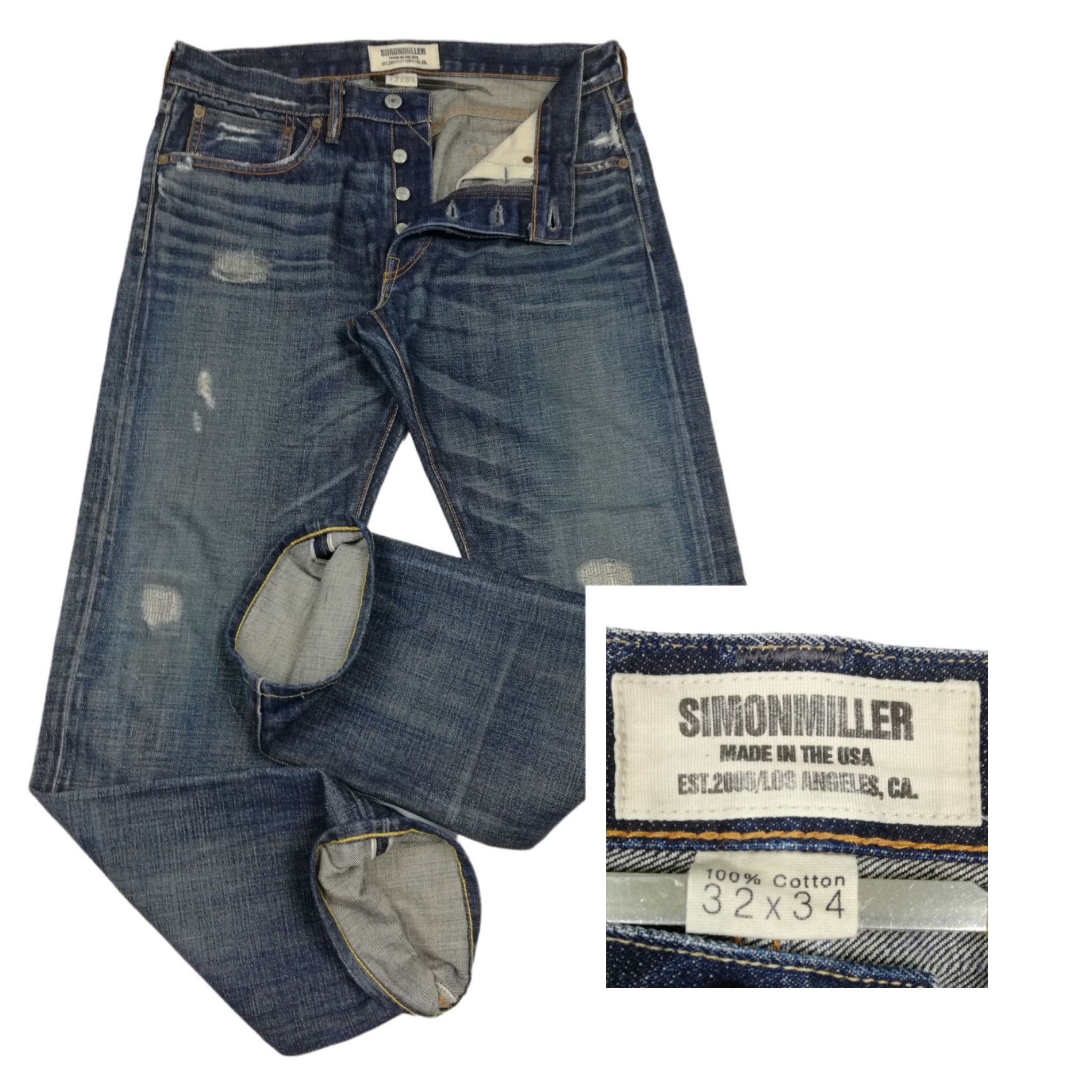 Archival Clothing × Made In Usa × Simon Miller 🔥Simon Miller AW 2006 REPLICA-1 Distressed Denim ...