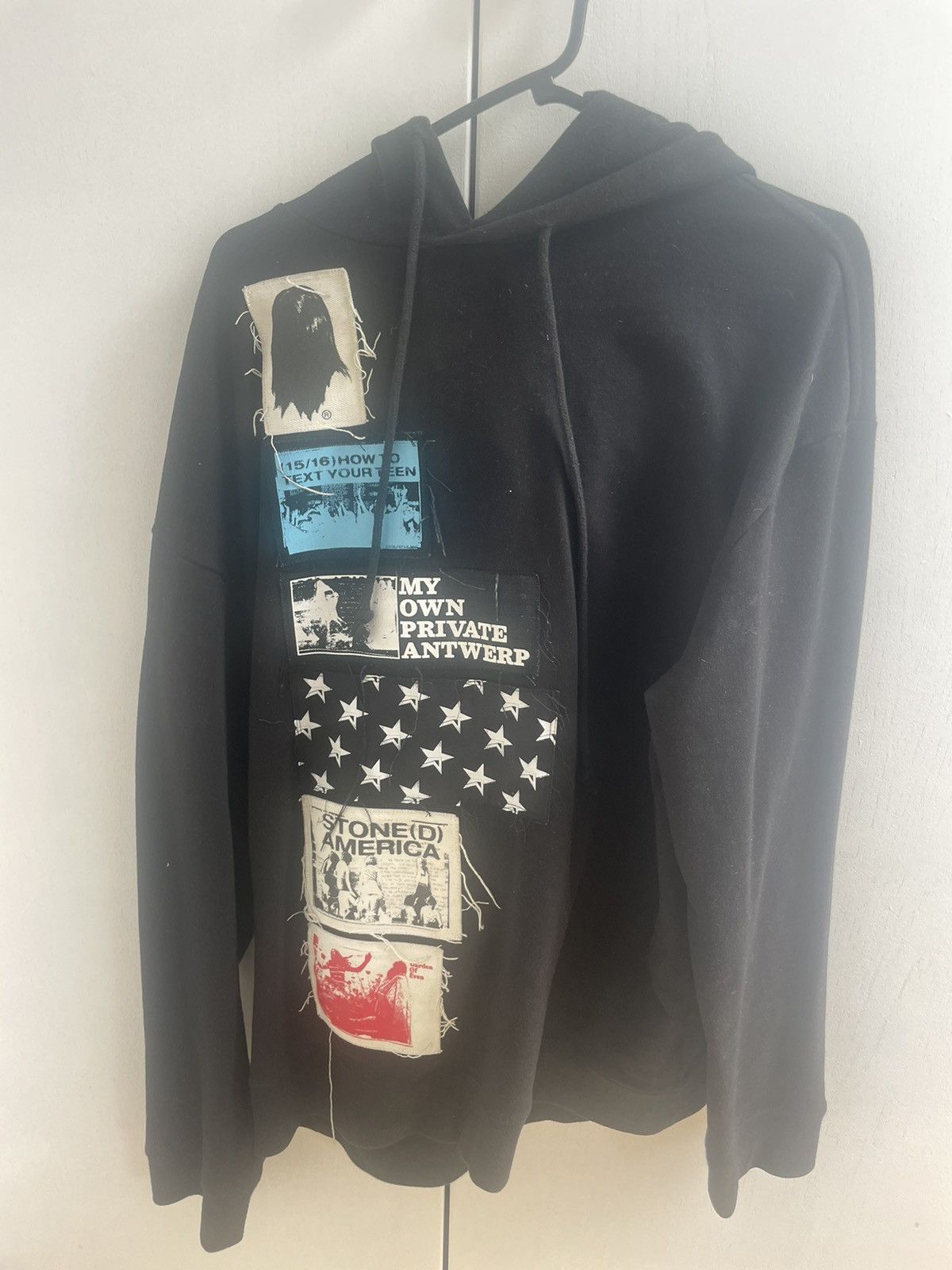 Raf Simons Raf Simons patches patchwork hoodie sweatshirt cotton jersey ...