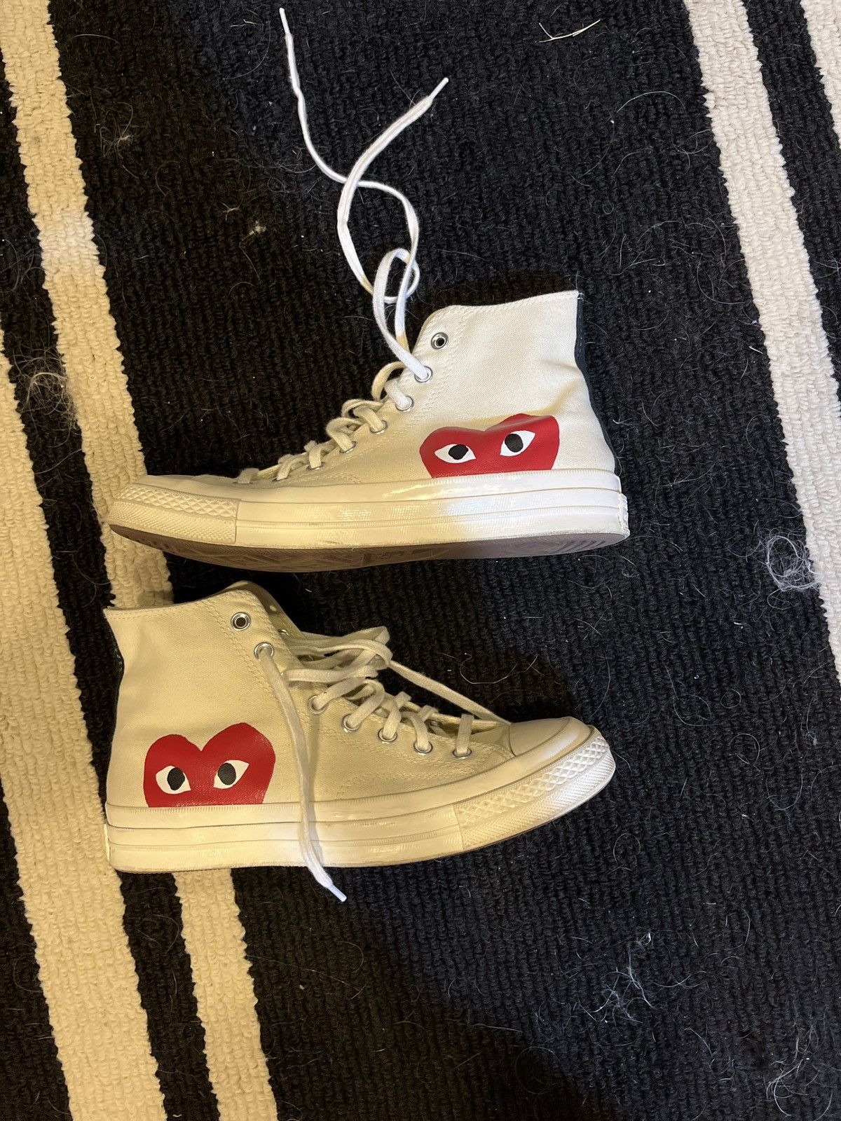 Converse CDG Converse Cream Red Heart | Grailed