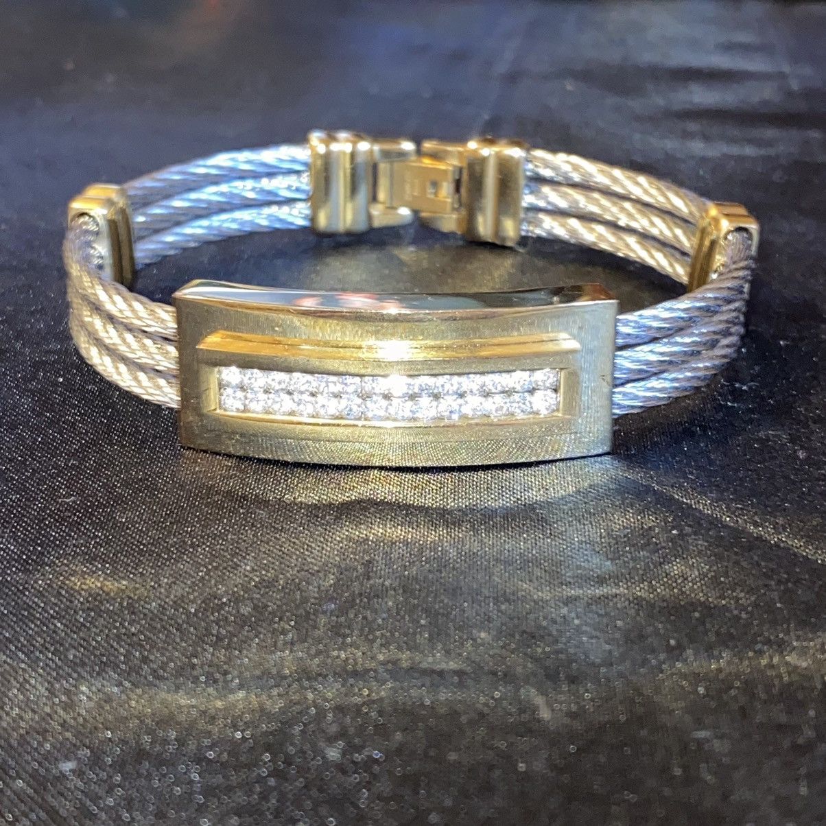 Grail Steel Time Stainless Steel Clear Crystal Cuff Bracelet | Grailed