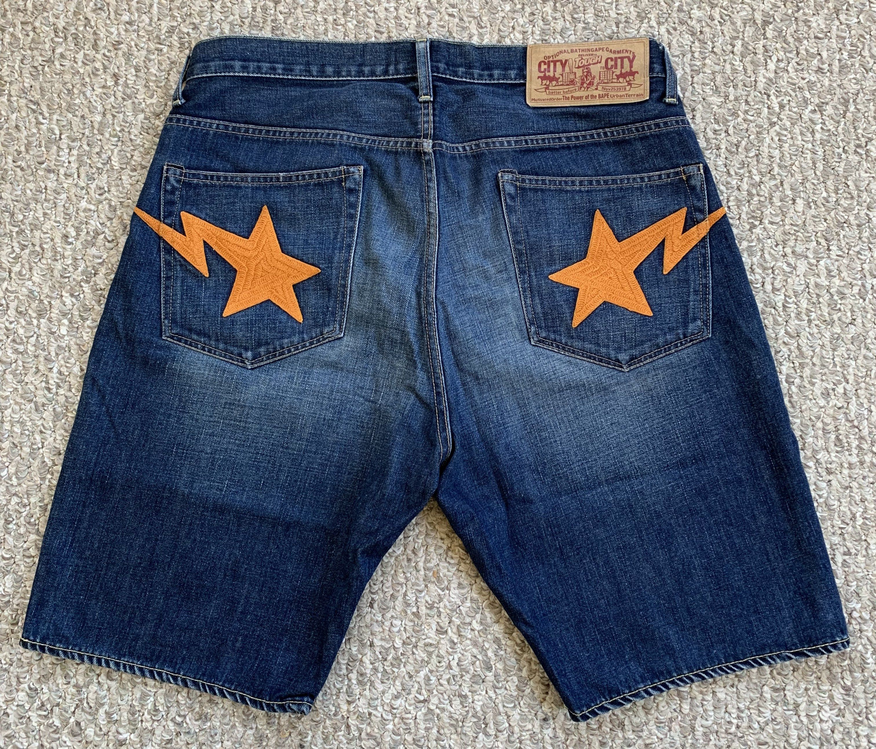 Bape OG Bapesta Star Denim Shorts | Grailed