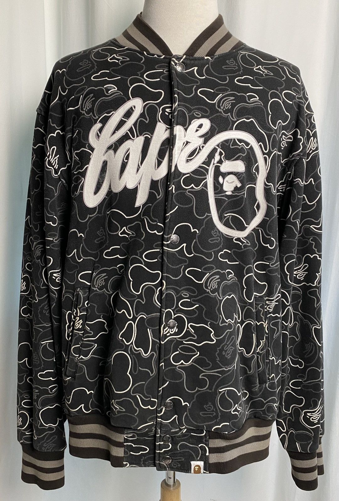 Bape Neon Camo Sweat Varsity Jacket | Grailed