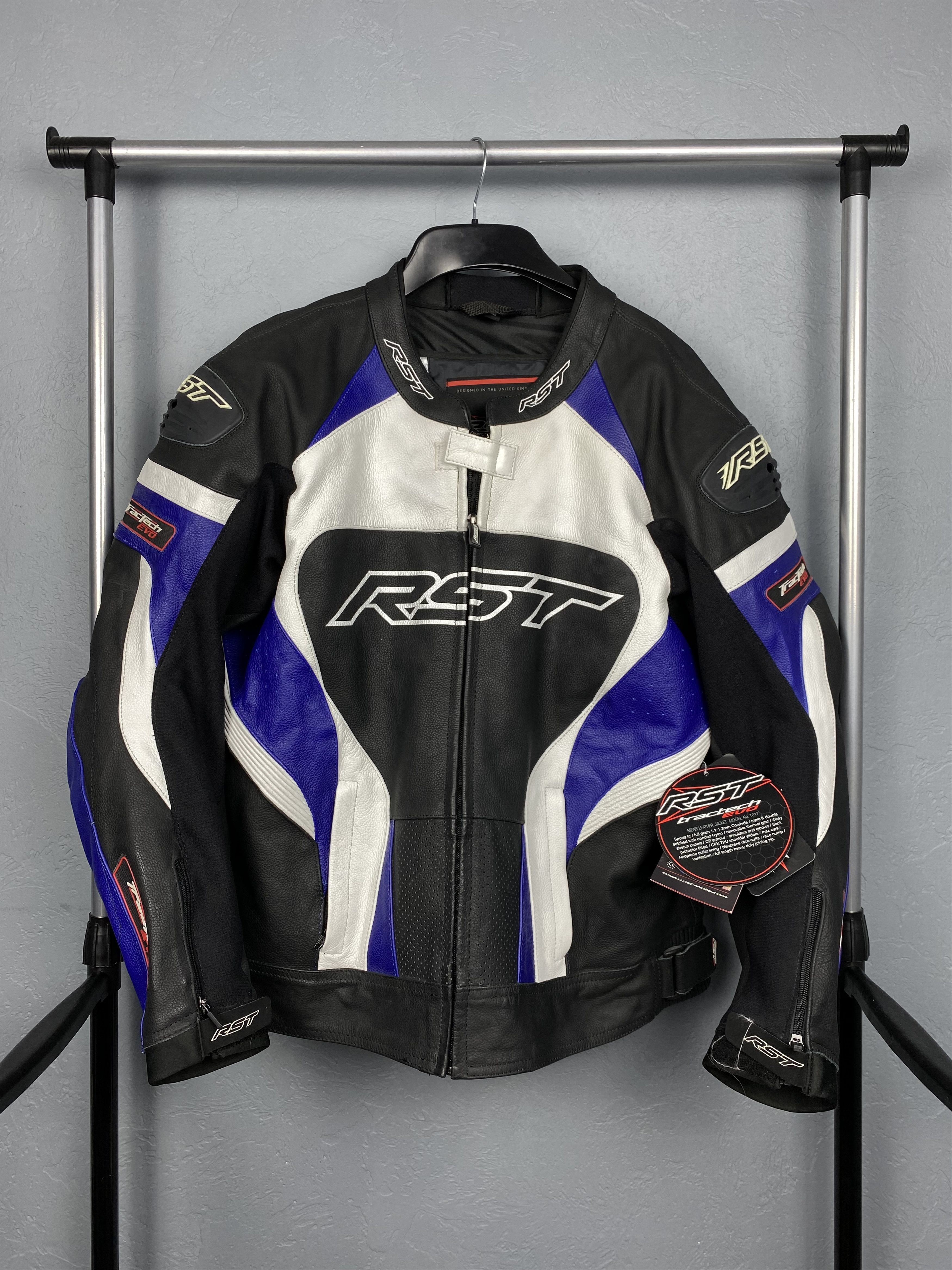Leather Jacket × NASCAR × Vintage NEW RST Moto Biker Leather Jacket ...