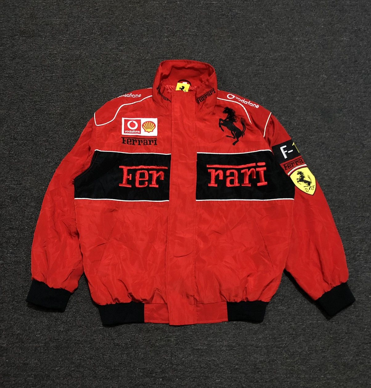Ferrari × Racing × Vintage Ferrari Big Logo Embroidered Race Jacket ...