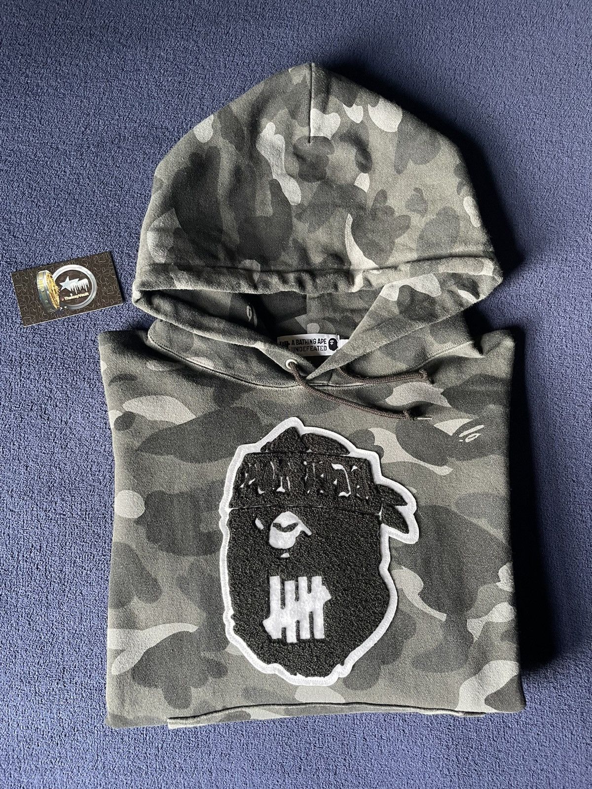 Bape Bape x UNDFTD Grey Camo Logo Pullover Hoodie | Grailed