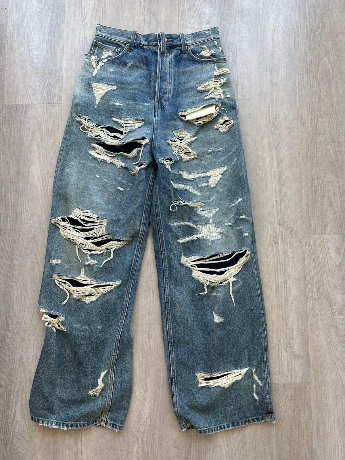 Balenciaga Balenciaga Destroyed Large Baggy Jeans | Grailed