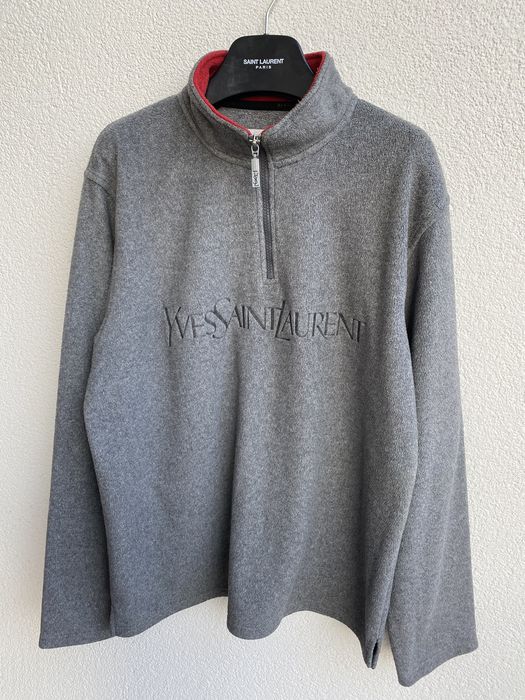 Vintage Fleece YSL Sweatshirt 1/4 Zip Big Logo YSL Sweater Polar | Grailed