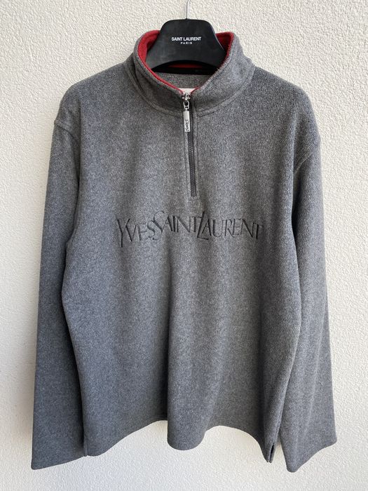 Vintage Fleece YSL Sweatshirt 1/4 Zip Big Logo YSL Sweater Polar | Grailed