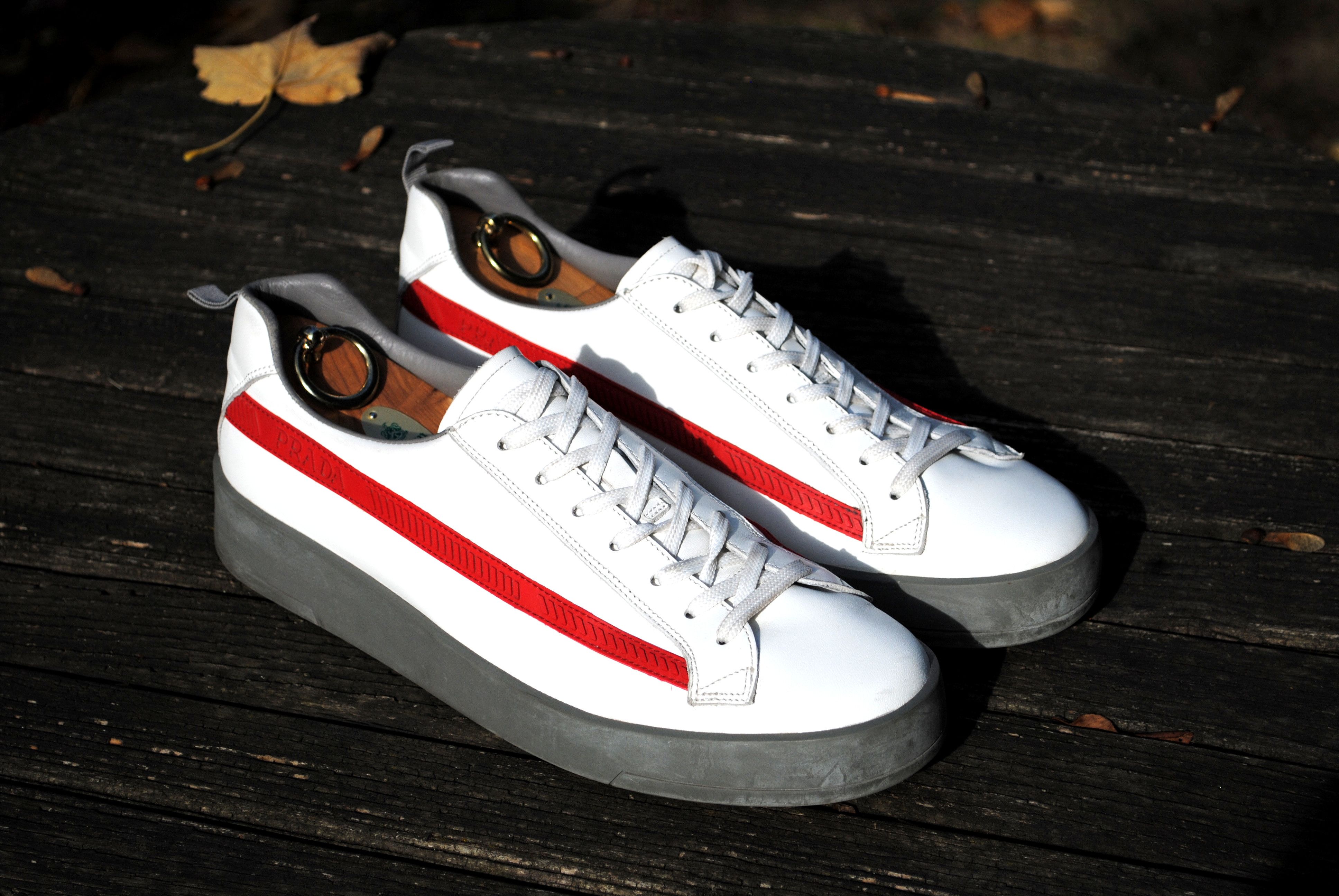 Prada Sport Linea Rossa Red Logo Stripe Detail Sneaker | Grailed